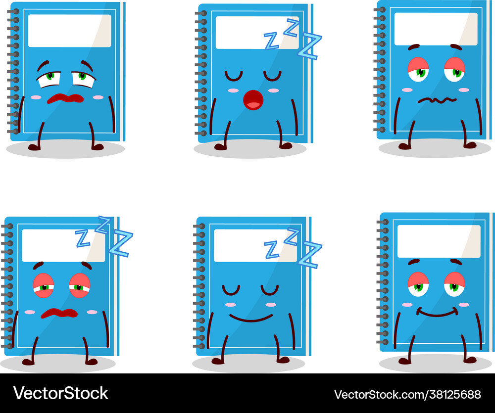 Cartoon character blue study book with sleepy Vector Image