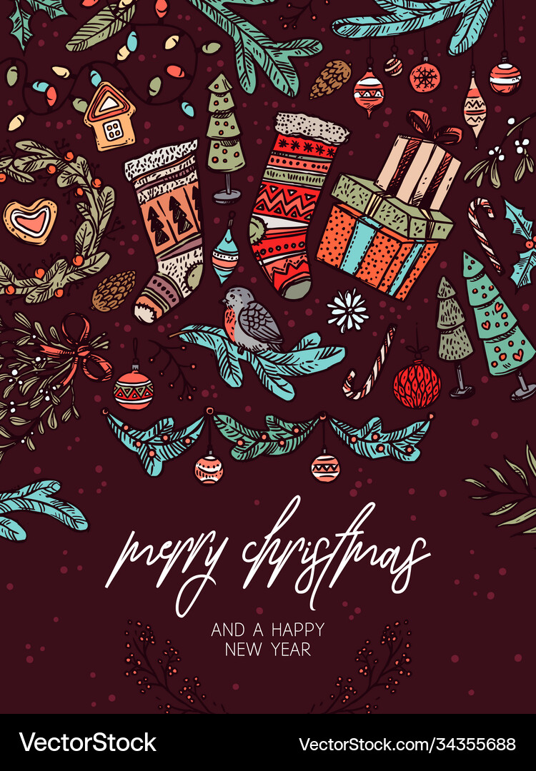 Christmas festive greeting card Royalty Free Vector Image