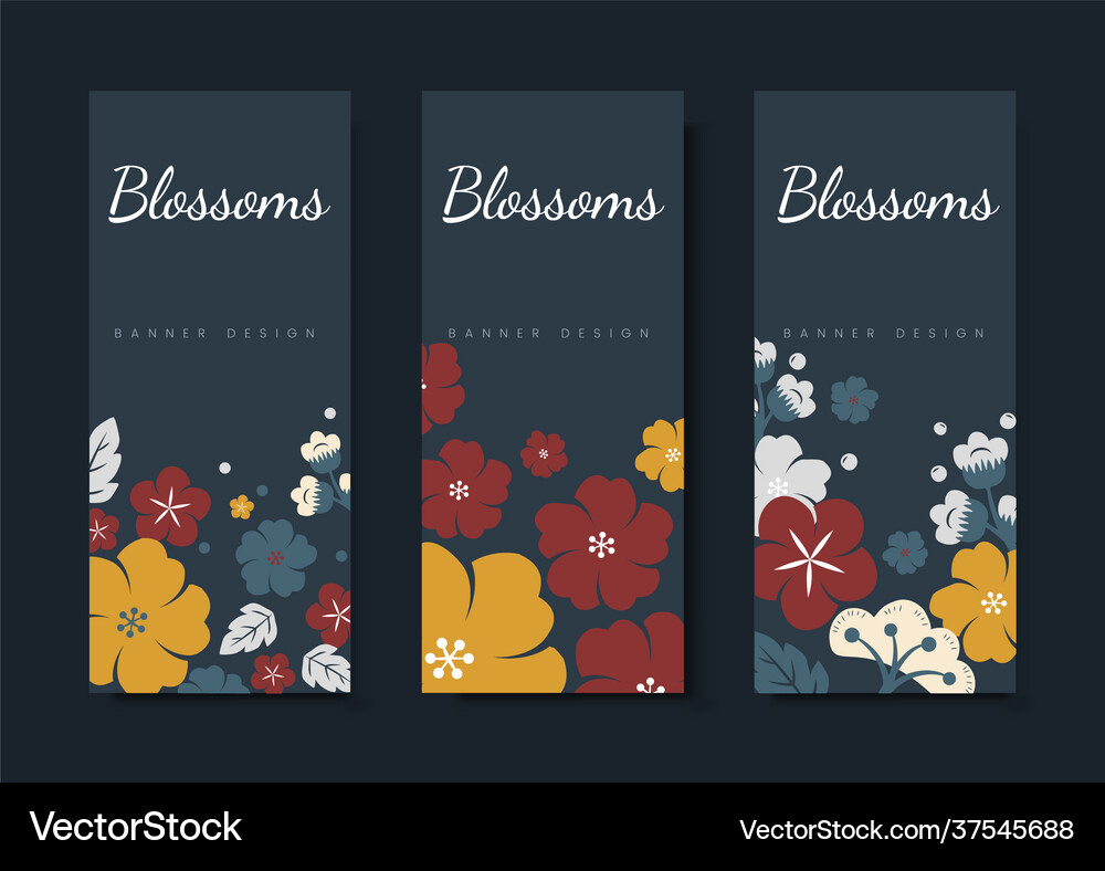 Colorful flower card template set Royalty Free Vector Image