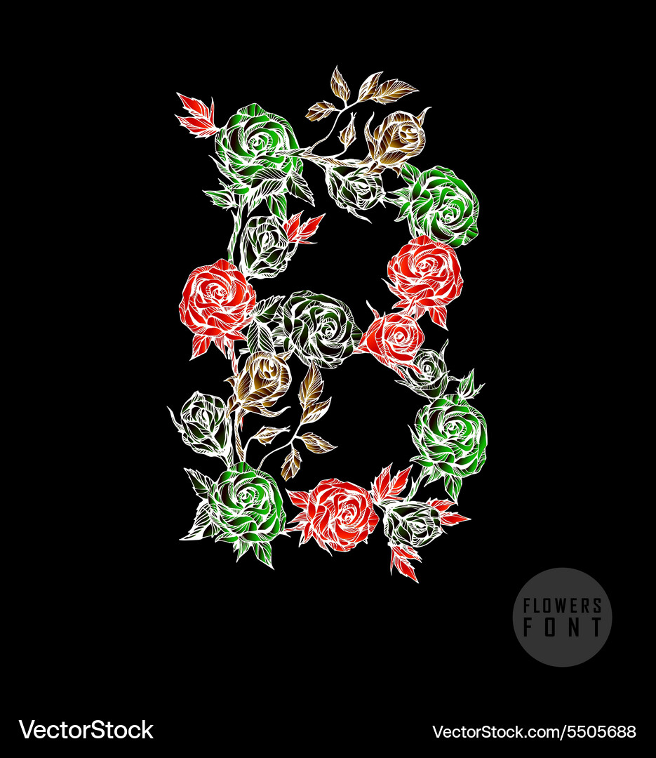 Colorful flower font Royalty Free Vector Image