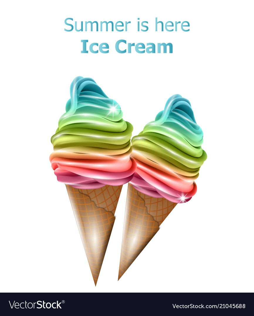 Colorful ice cream cones summer sweet Royalty Free Vector