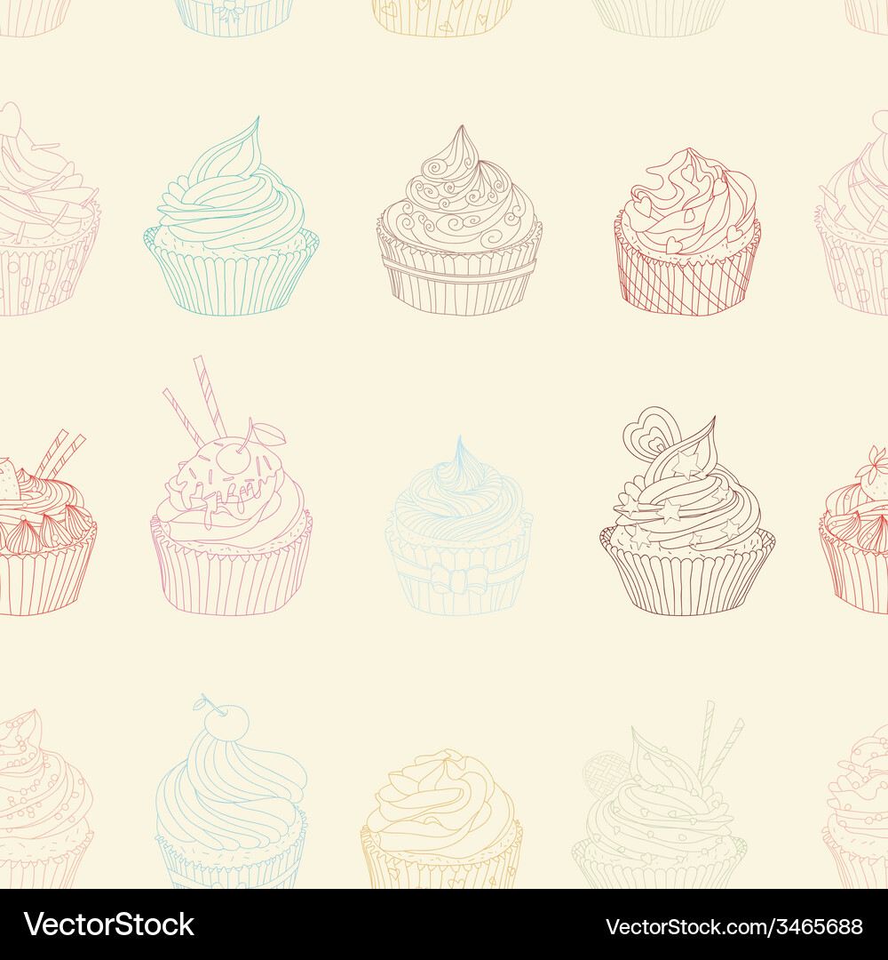 Cupcake pattern Royalty Free Vector Image - VectorStock