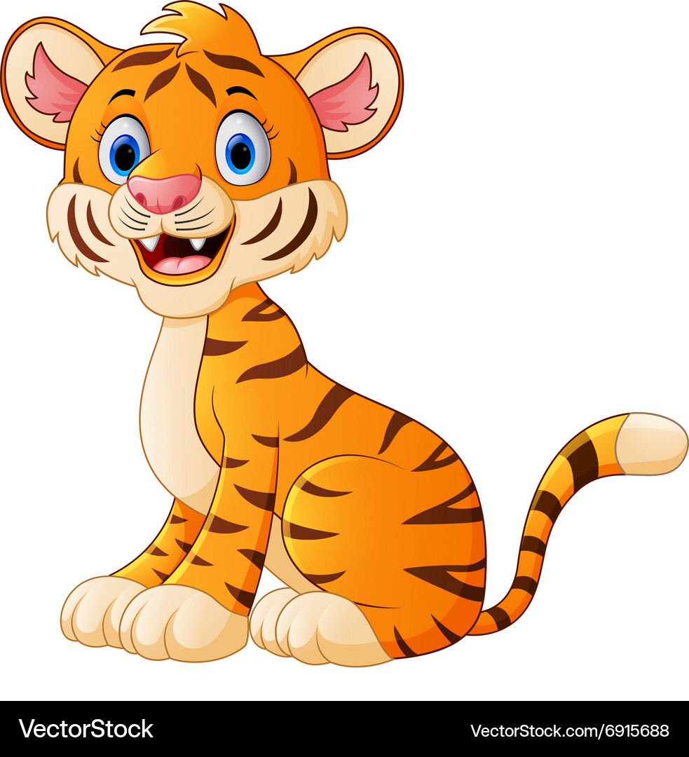 Cute tiger cartoon sitting Royalty Free Vector Image