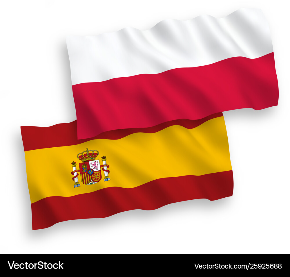 Flags spain and poland on a white background Vector Image
