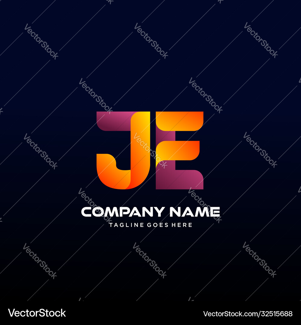 Letter je initial logo with colorful Royalty Free Vector