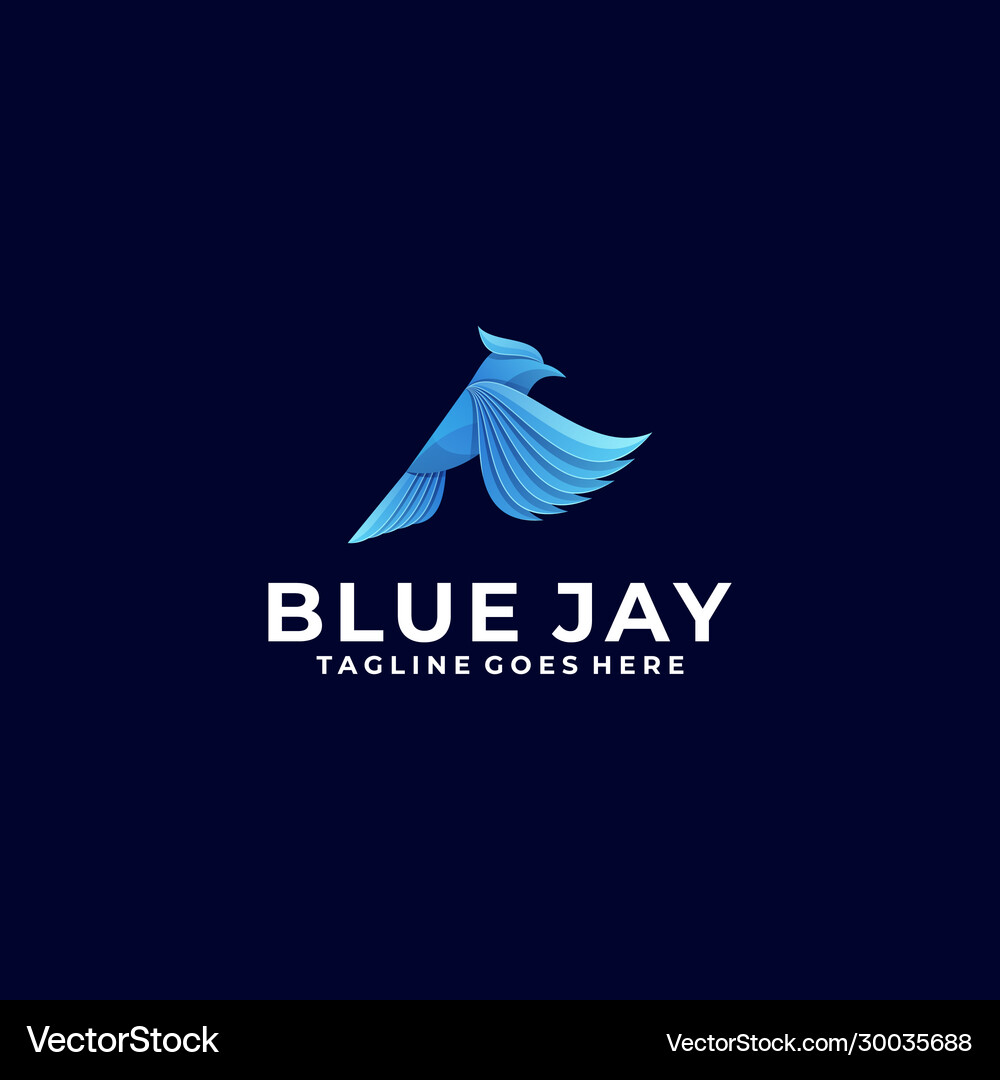 Logo bird blue jay gradient colorful style Vector Image