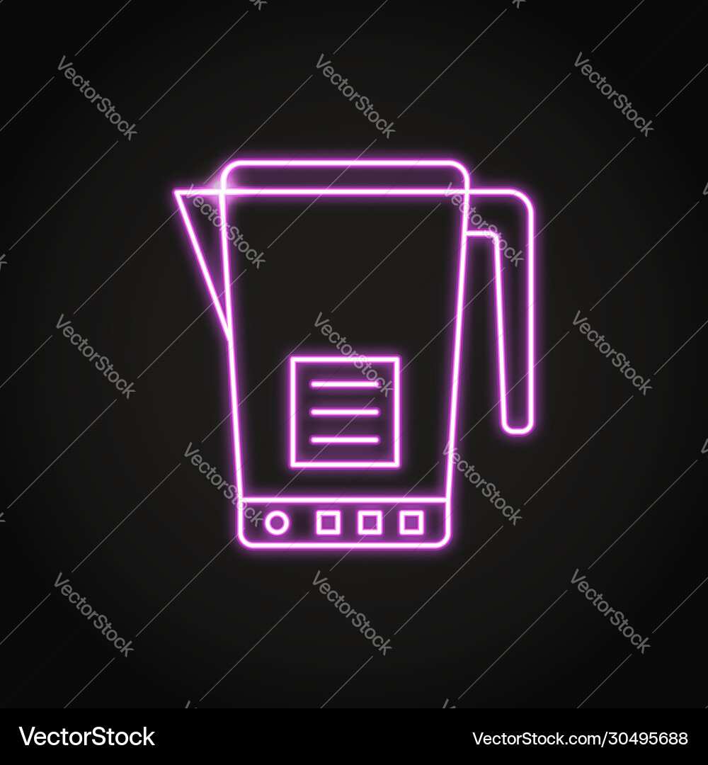 Neon electric kettle icon in line style Royalty Free Vector
