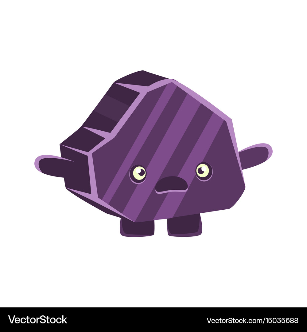 Purple puzzled rock element cartoon emotions Vector Image