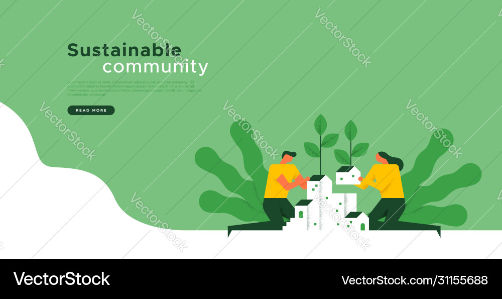 Sustainable community landing web page template Vector Image