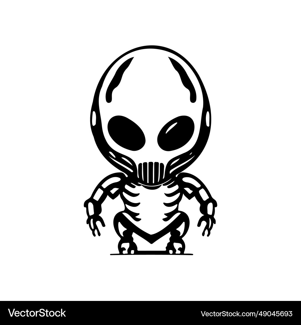Alien icon hand draw black colour logo symbol Vector Image