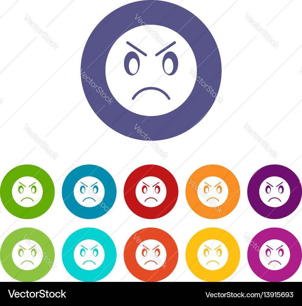 Annoyed emoticon set icons Royalty Free Vector Image