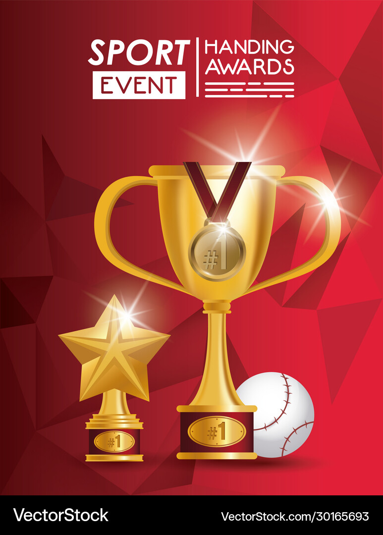 Baseball sport ball and trophy Royalty Free Vector Image