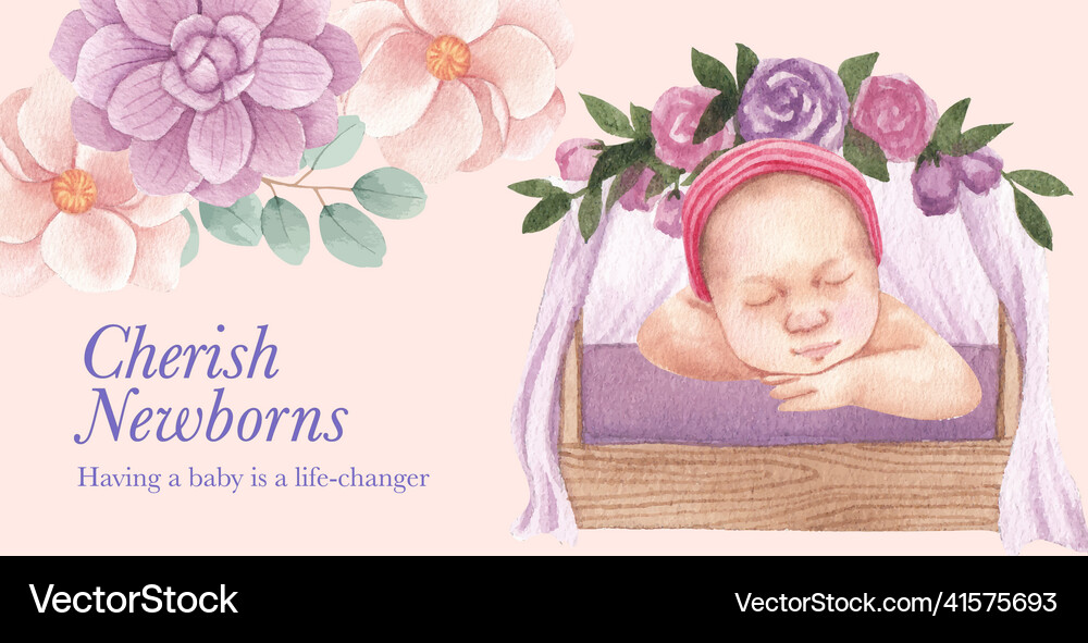 Billboard template with newborn baby Royalty Free Vector