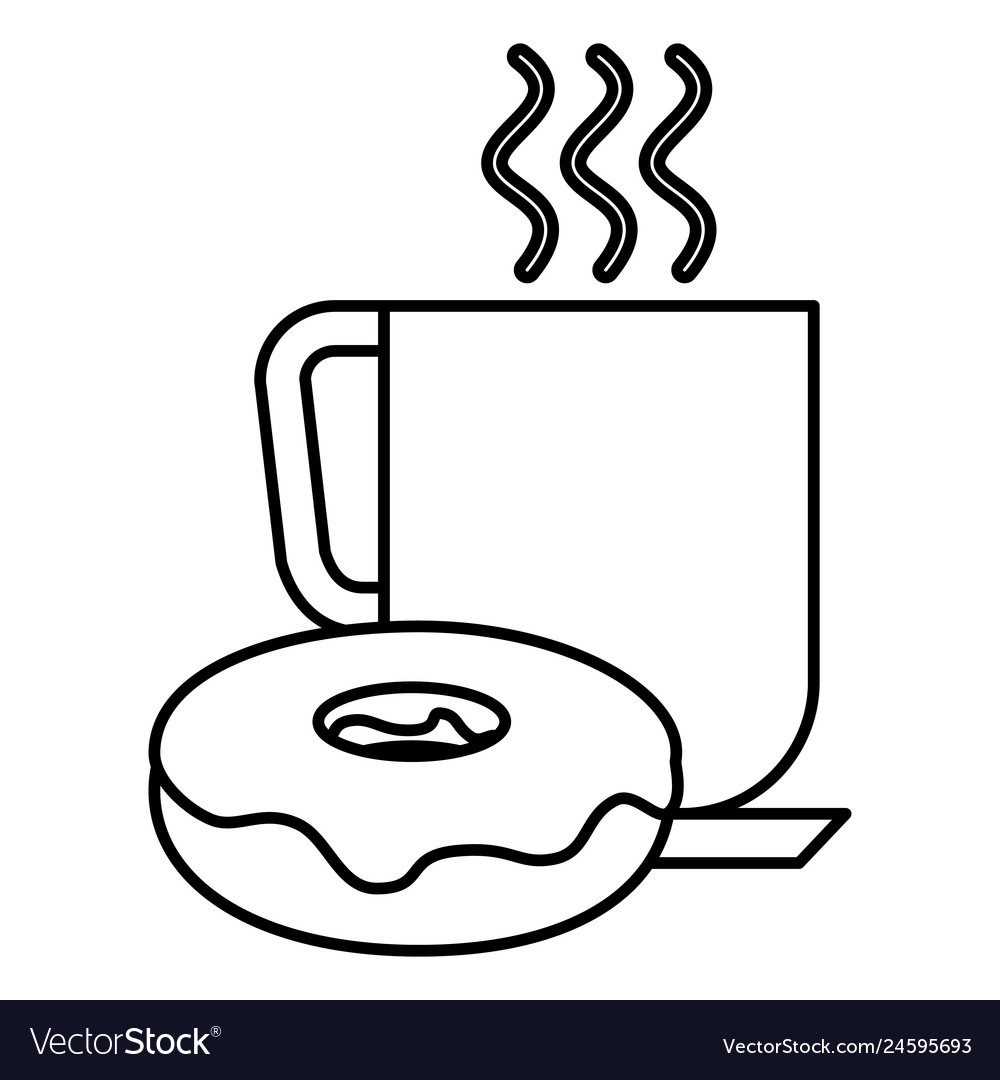 Coffee cup with sweet donuts Royalty Free Vector Image