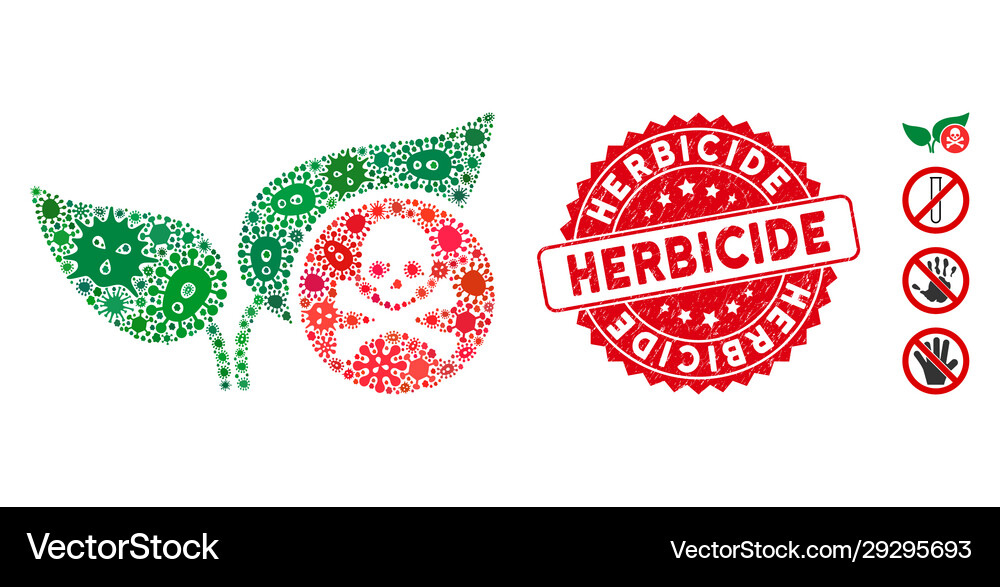 Contagion collage herbicide icon with textured Vector Image