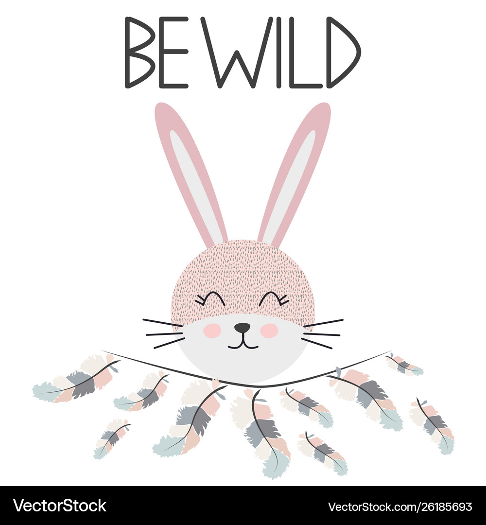 Cute sweet little rabbit smiling face Royalty Free Vector