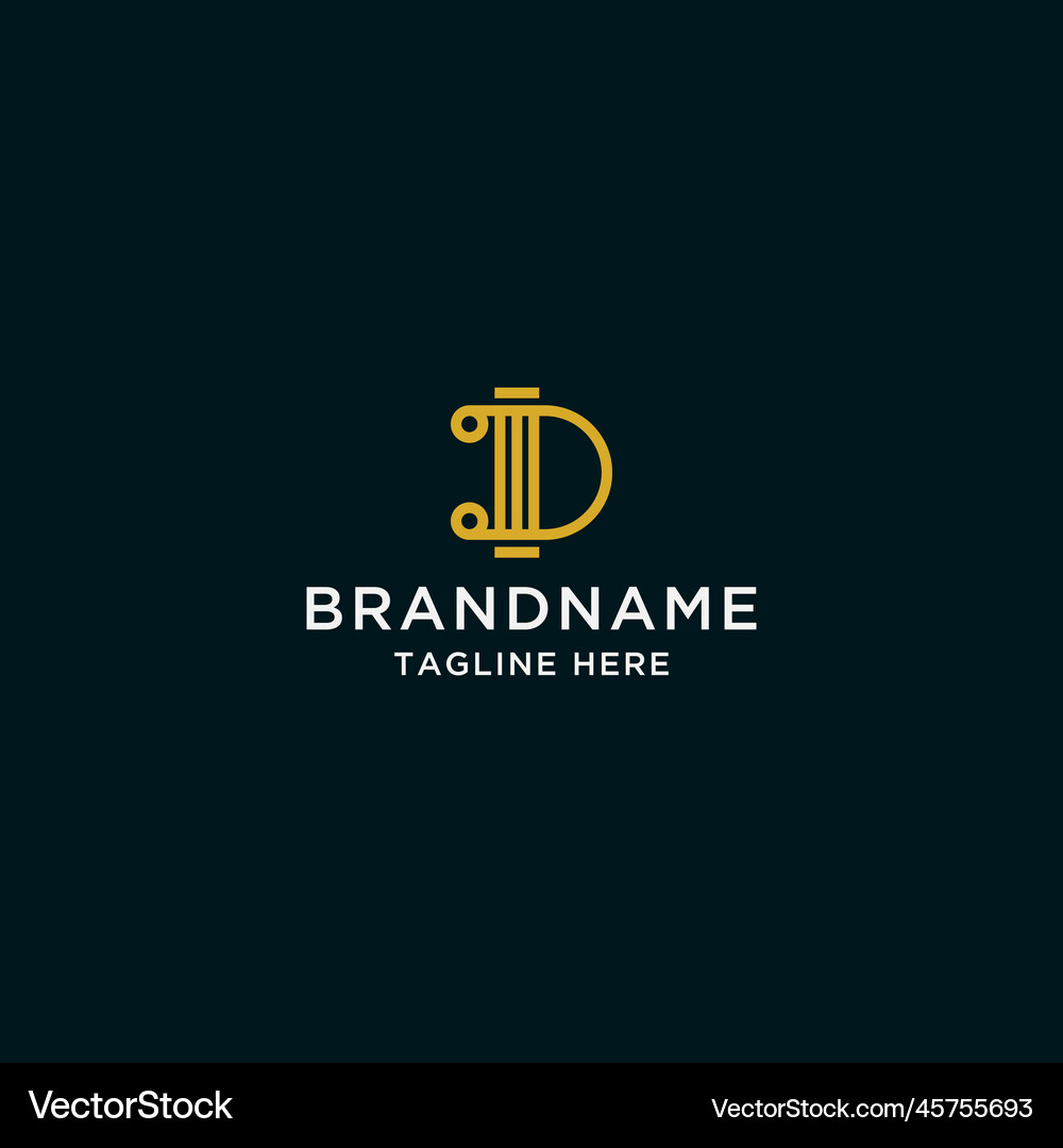 Elegant letter d gold initial logo icon design Vector Image