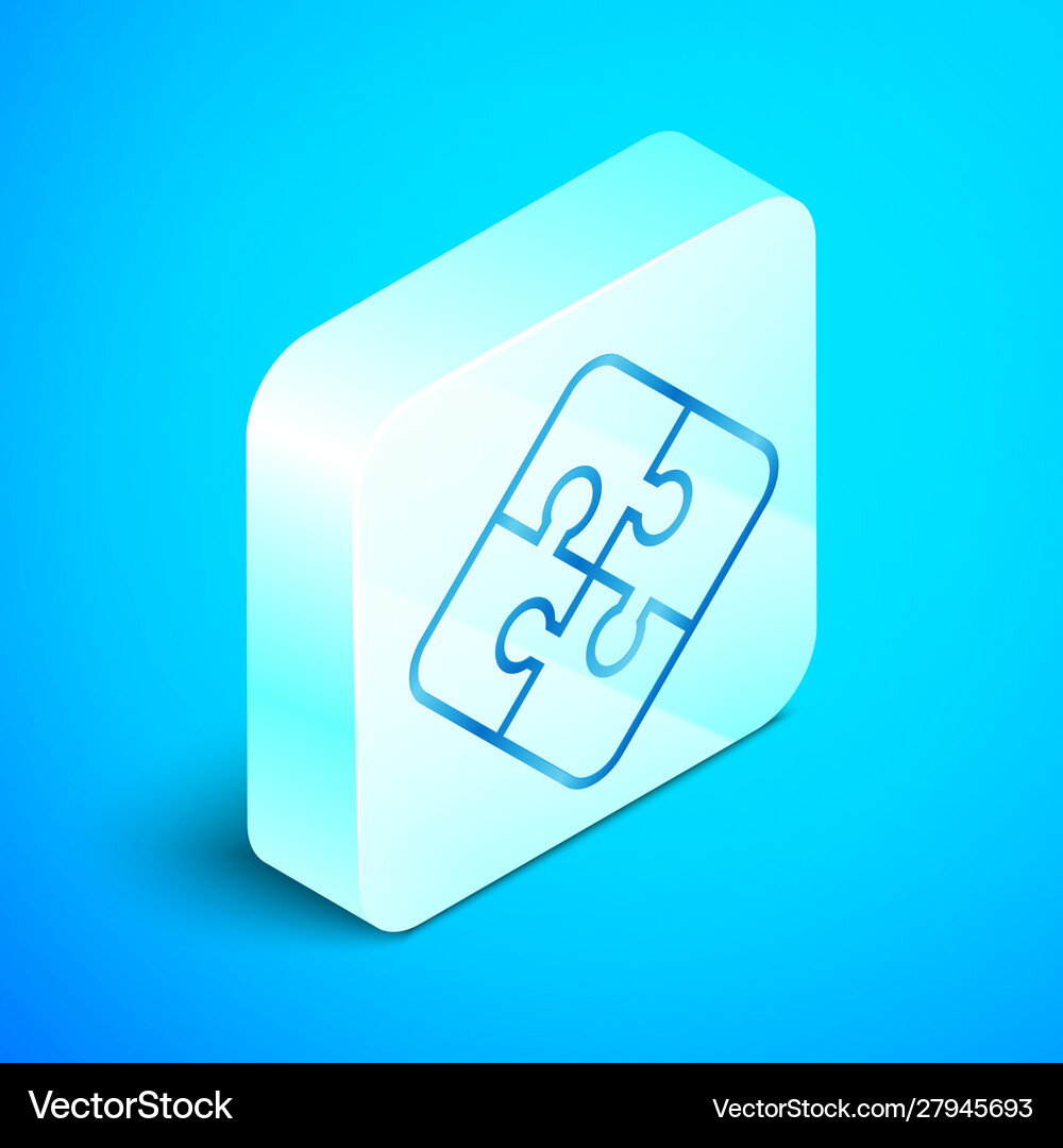 Isometric line piece puzzle icon isolated Vector Image