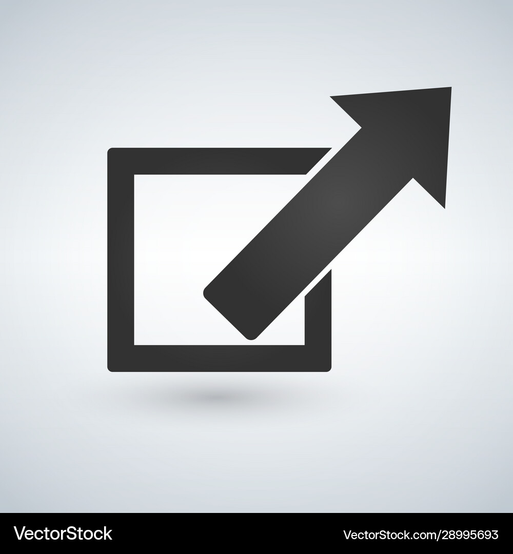 Jump arrow icon out box concept isolated Vector Image