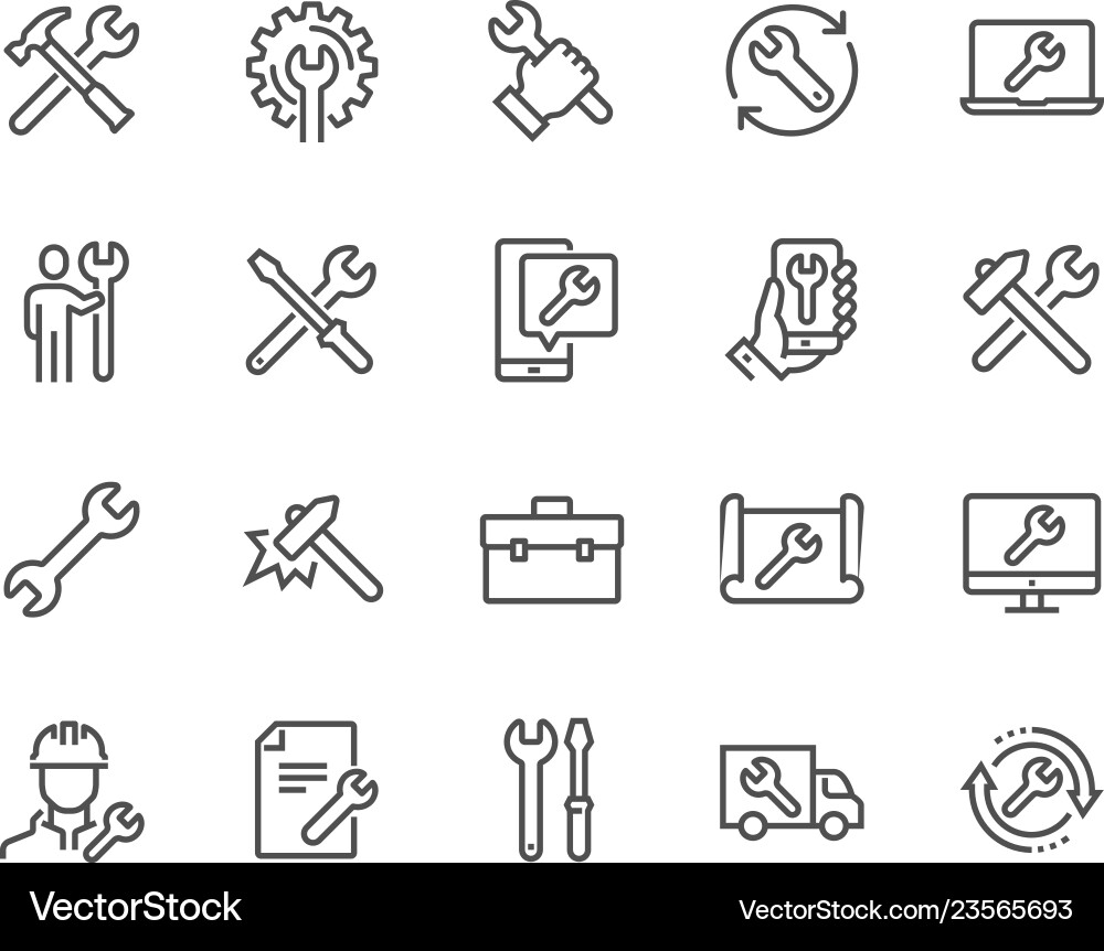 Line repair icons Royalty Free Vector Image - VectorStock