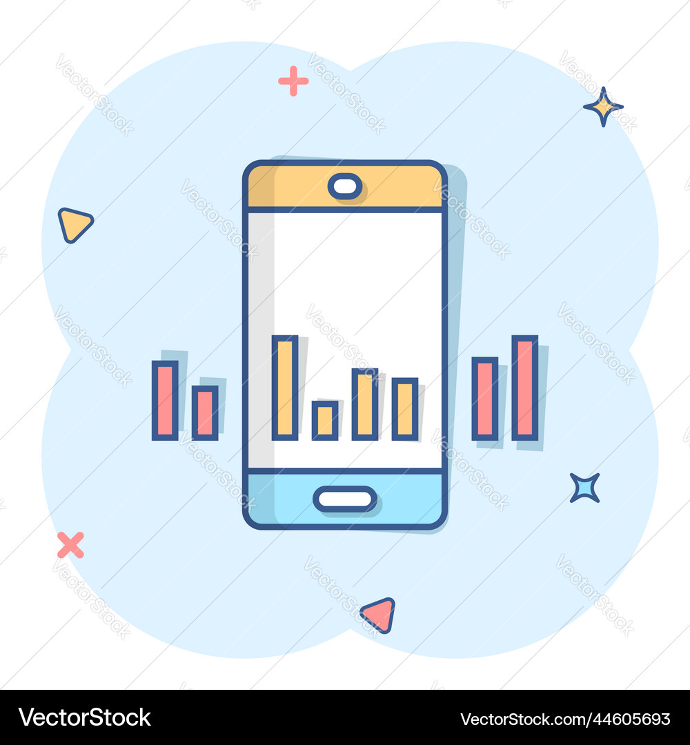 Phone diagram icon in comic style smartphone Vector Image