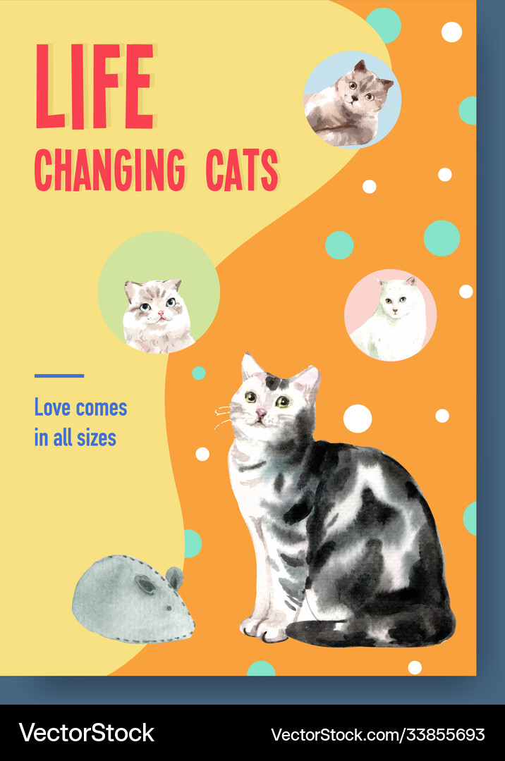 Poster template design with cute cat for brochure Vector Image