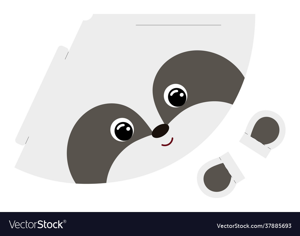 Printable badger paper hat party die cut template Vector Image