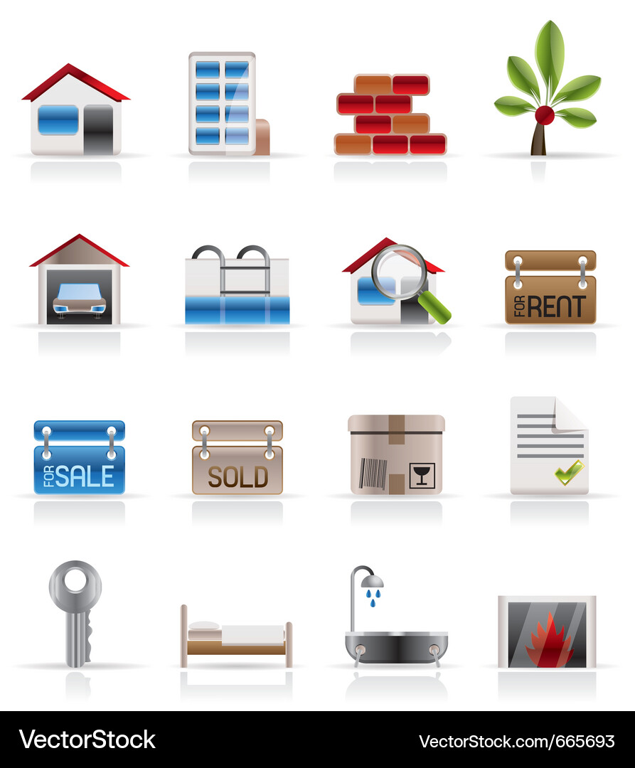 Realistic real estate icons Royalty Free Vector Image