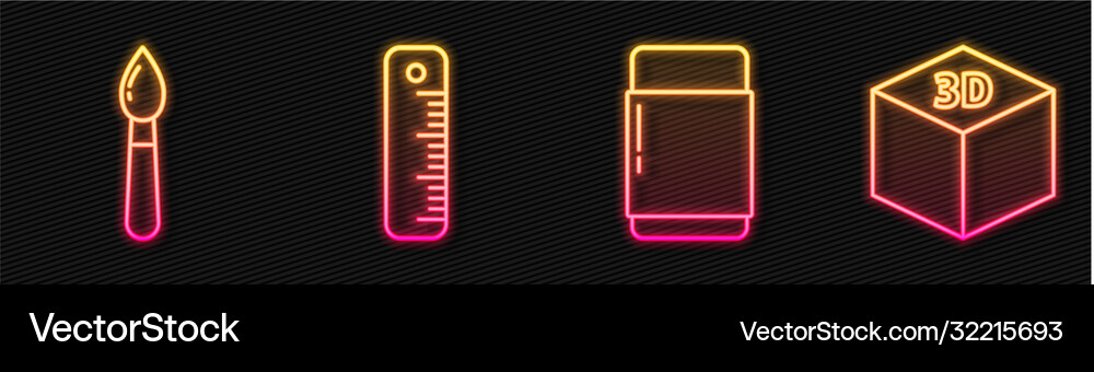 Set line eraser or rubber paint brush ruler Vector Image