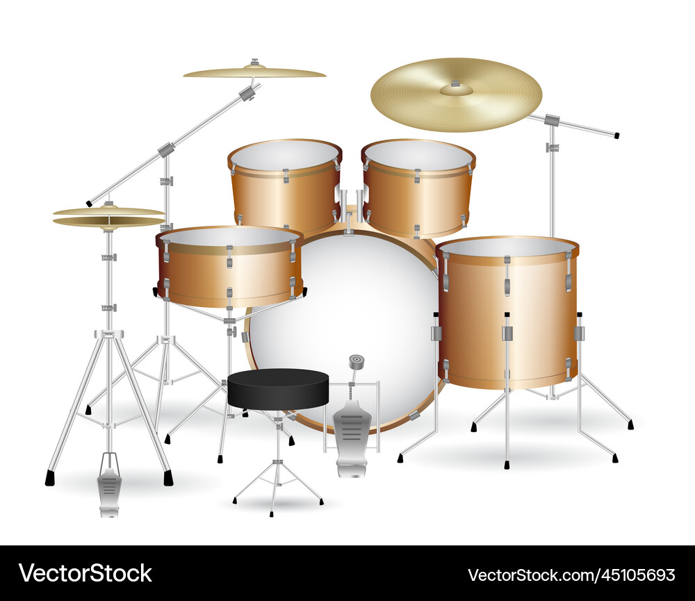 Set of drum kit isolated on white Royalty Free Vector Image