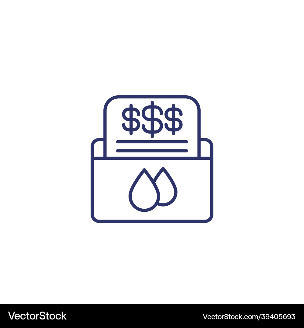 Water utility bills icon line art Royalty Free Vector Image