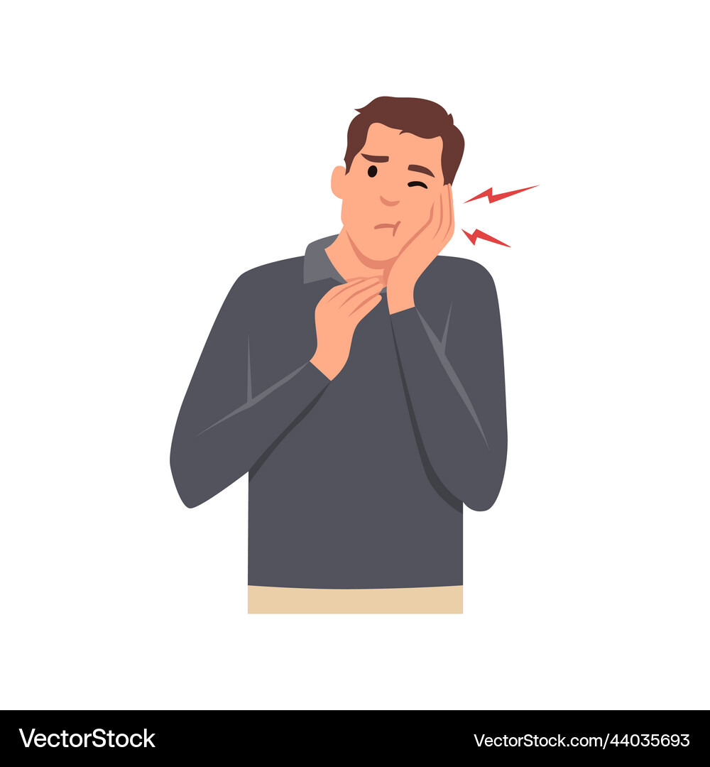 Young man toothache caries severe pain Royalty Free Vector