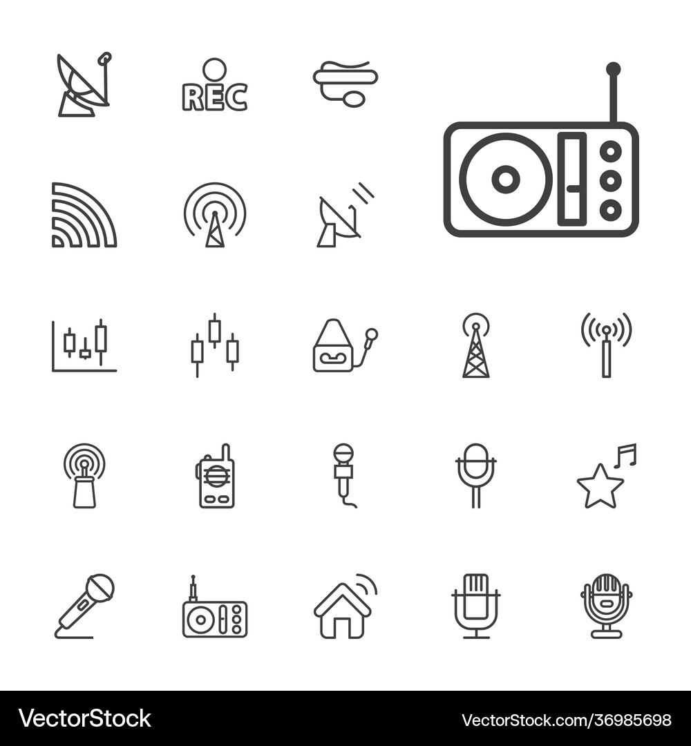 22 radio icons Royalty Free Vector Image - VectorStock
