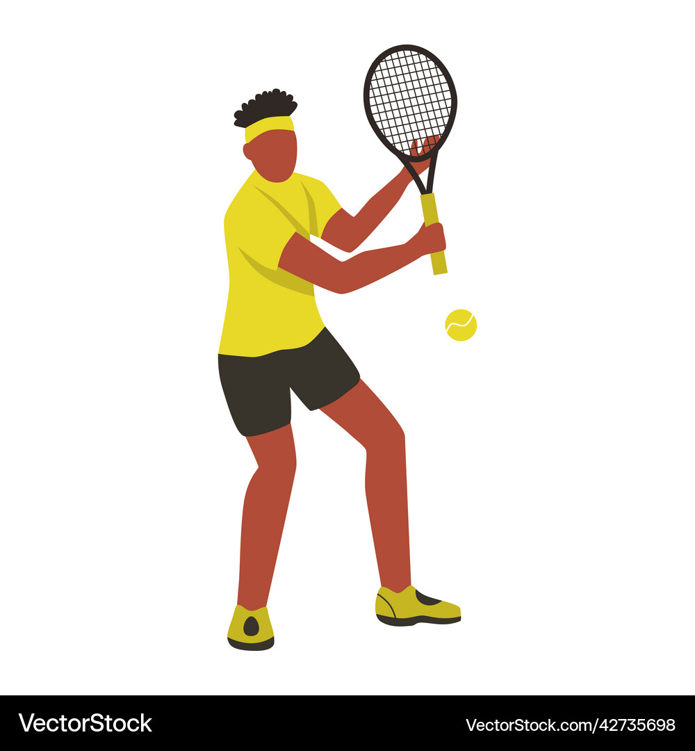 A young man playing tennis flat character Vector Image