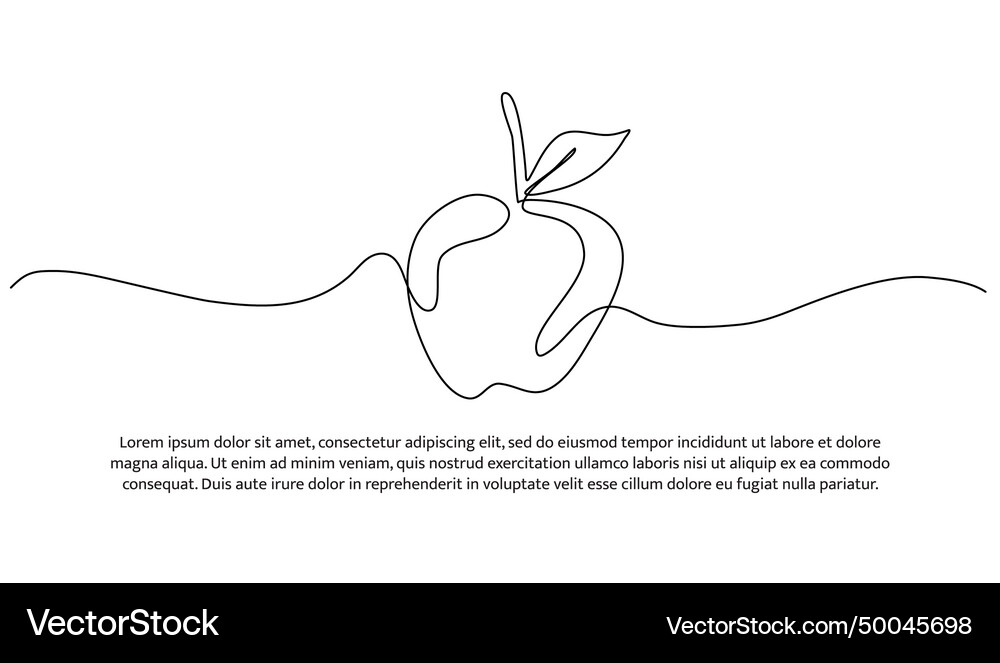 Apple one continuous line design fruits symbol Vector Image