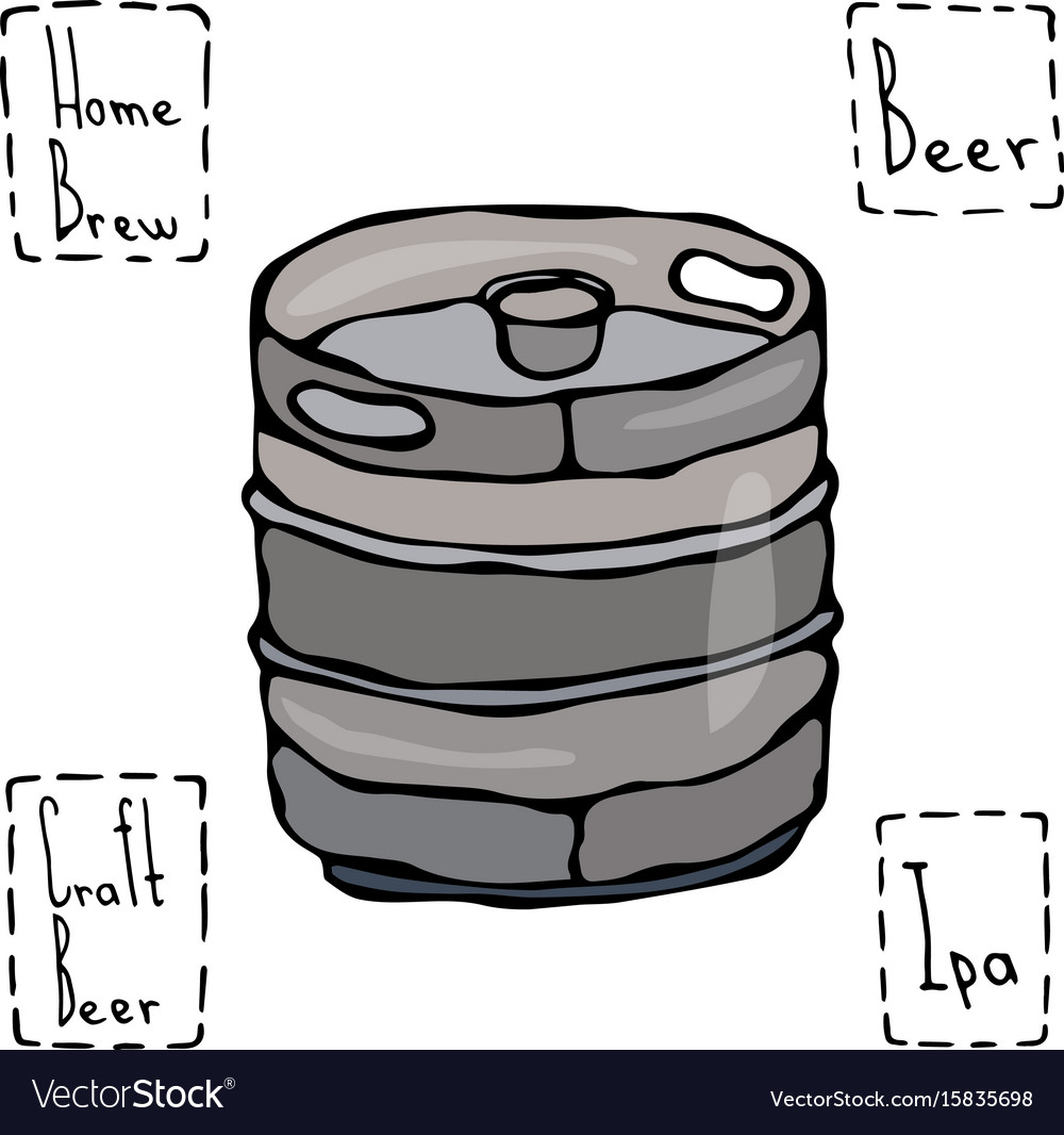 Beer metal barrel beer keg doodle style sketch Vector Image