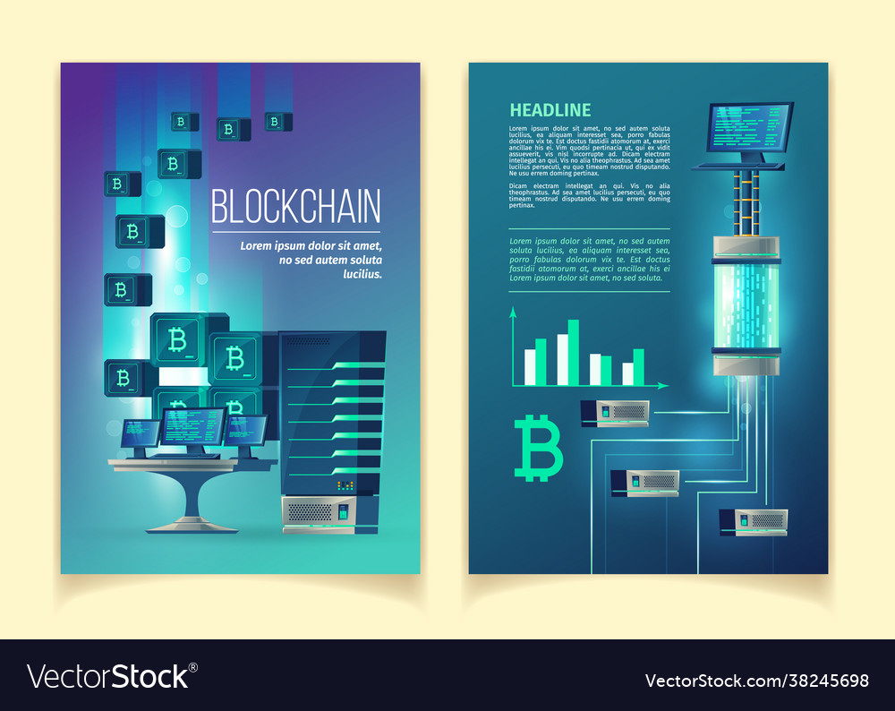 Brochure template blockchain technology Royalty Free Vector