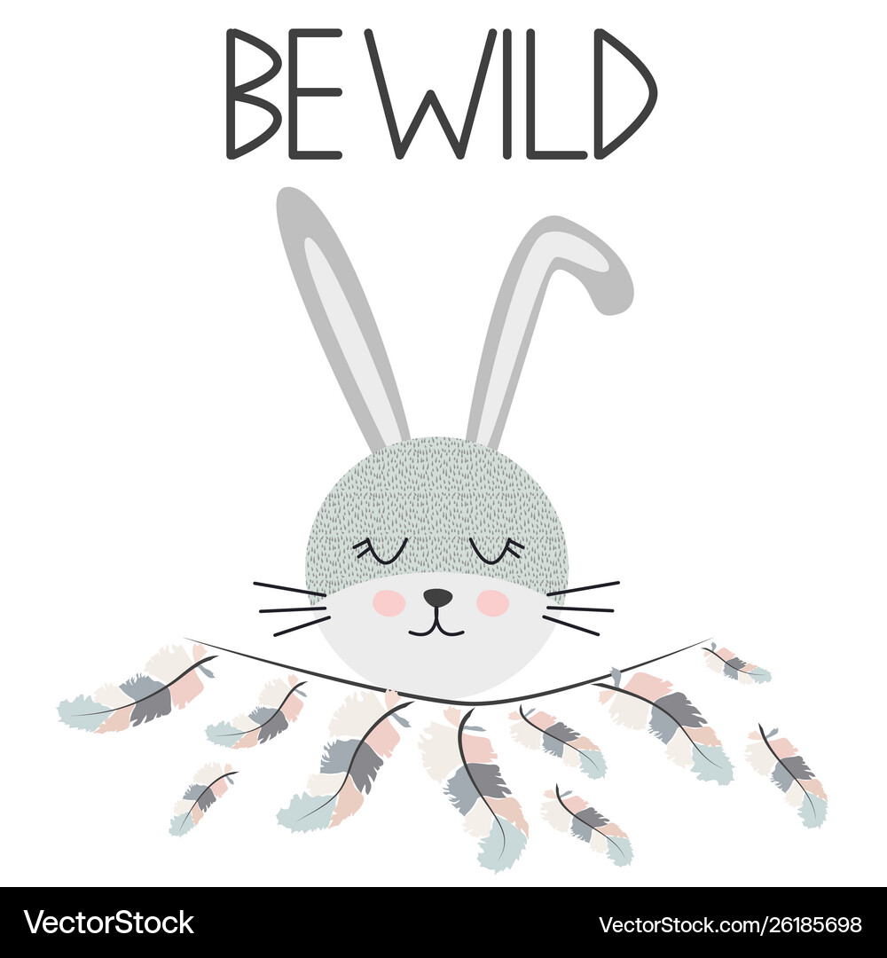 Cute sweet little rabbit smiling face Royalty Free Vector