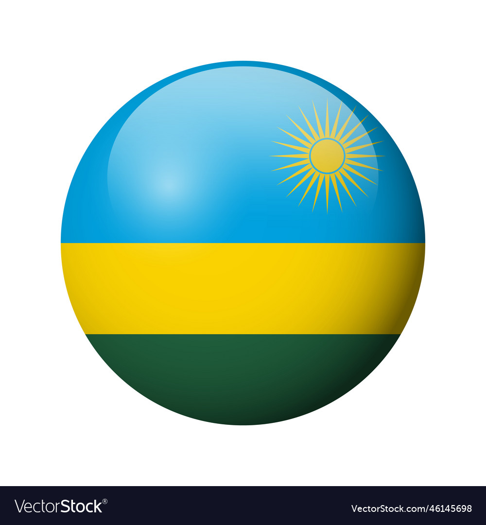 Glossy circle badge flag of rwanda Royalty Free Vector Image