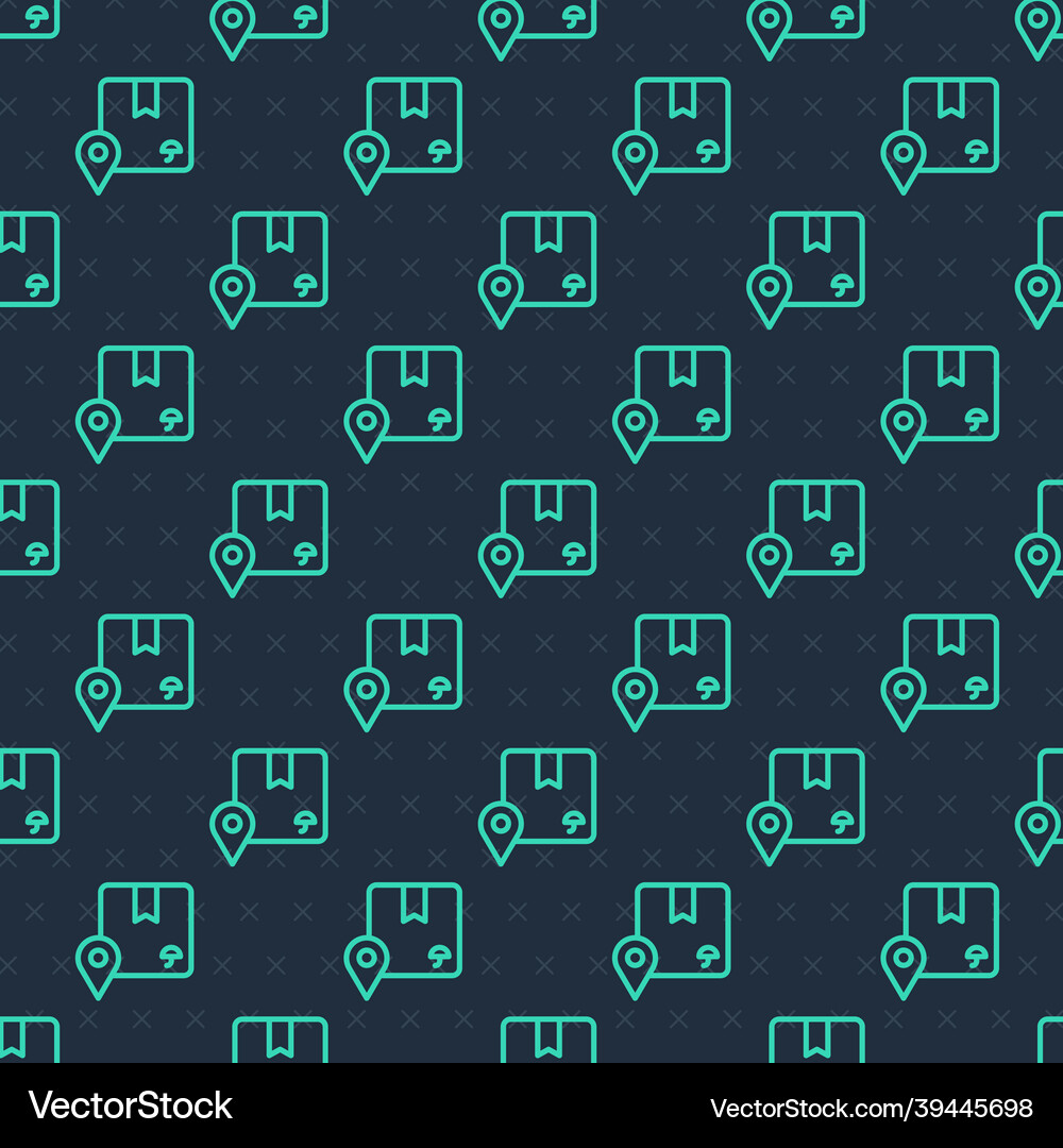 Green line location with cardboard box icon Vector Image