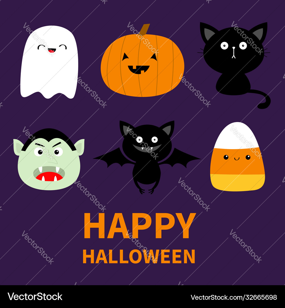 Happy halloween candy corn ghost spirit pumpkin Vector Image