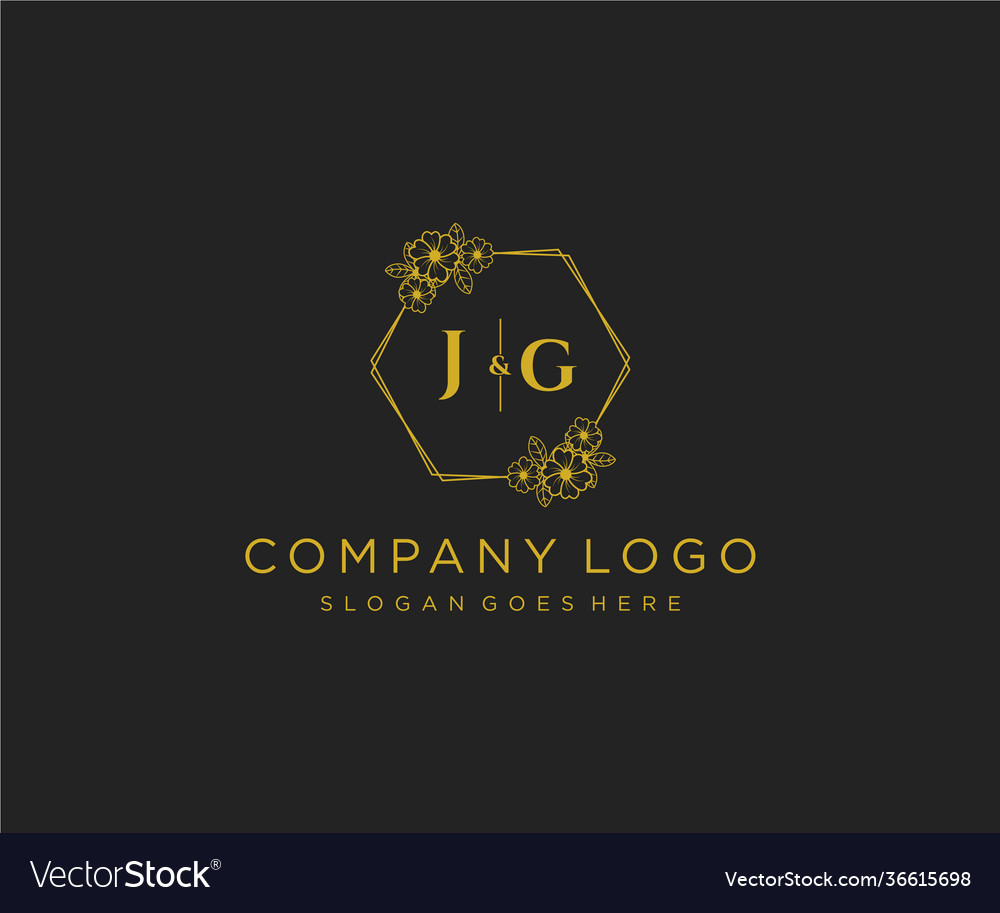 Initial jg letters decorative luxury wedding logo Vector Image