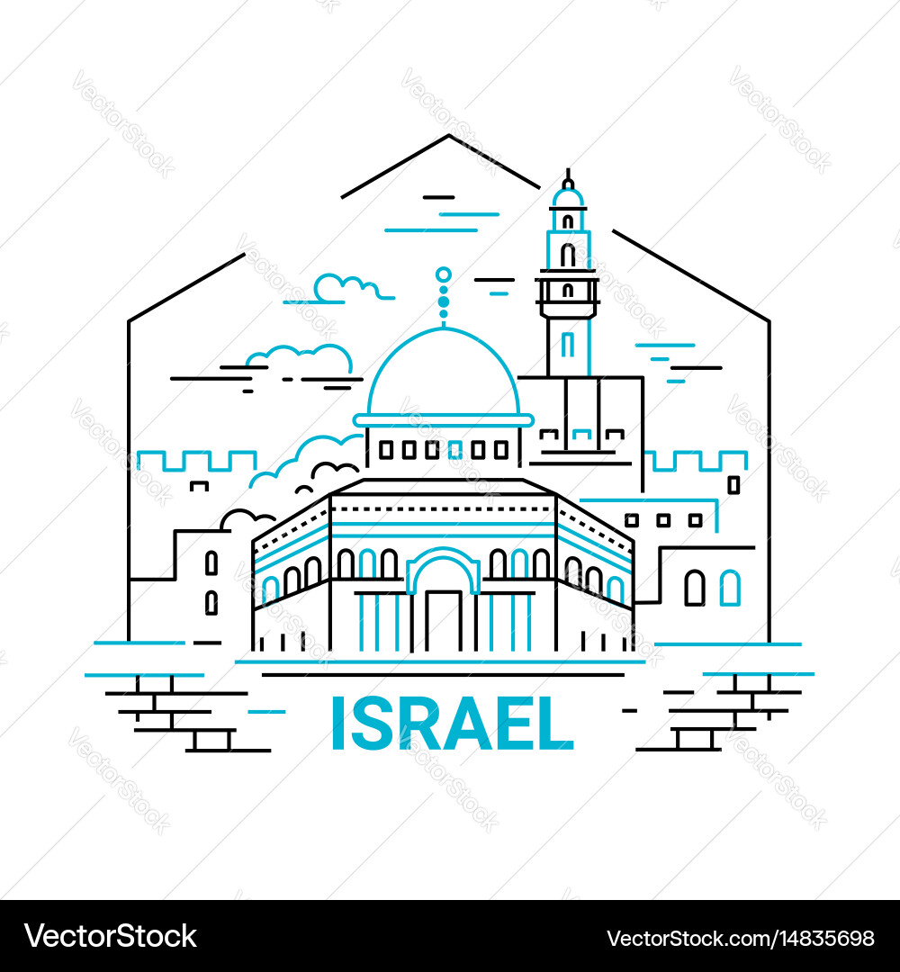 Israel - modern line travel Royalty Free Vector Image