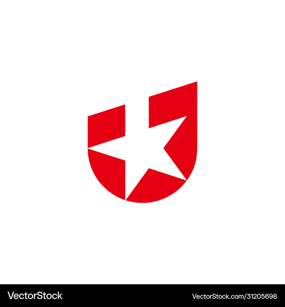 Letter u star geometric simple symbol logo Vector Image