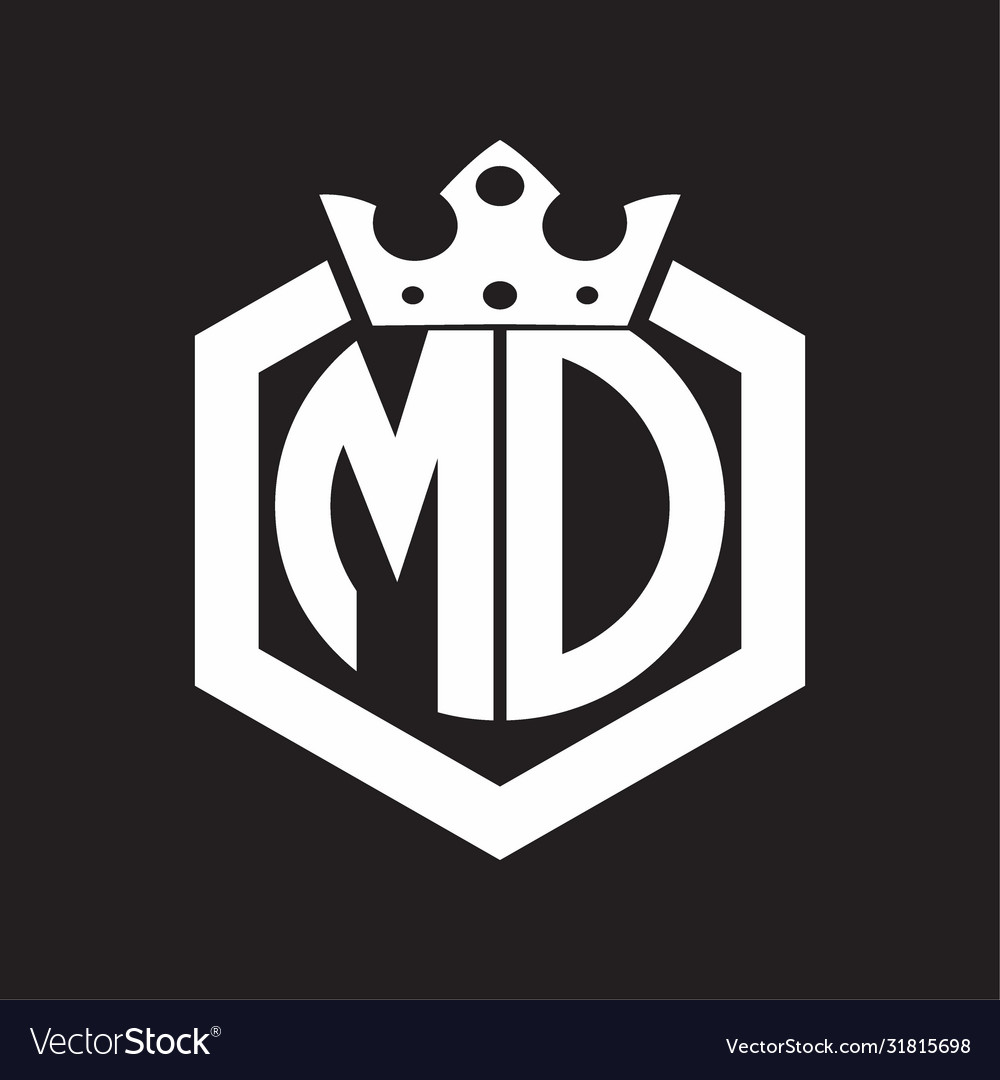Md logo monogram rounded hexagon shape Royalty Free Vector Md logo monogram rounded hexagon shape Royalty Free Vector