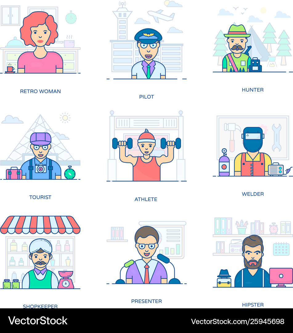 Professional people icons collection Royalty Free Vector