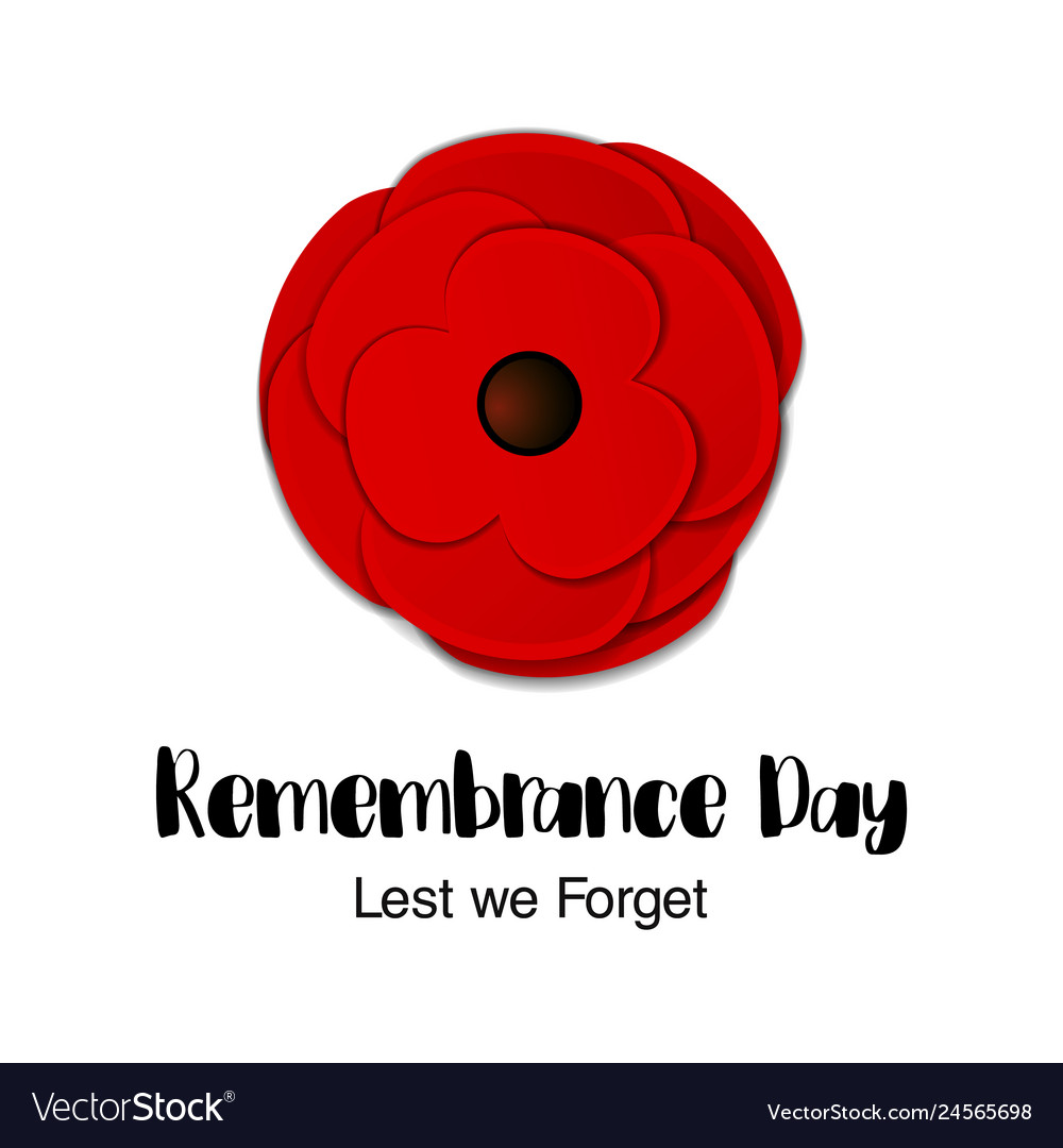 Remembrance day card anzac paper cut Royalty Free Vector