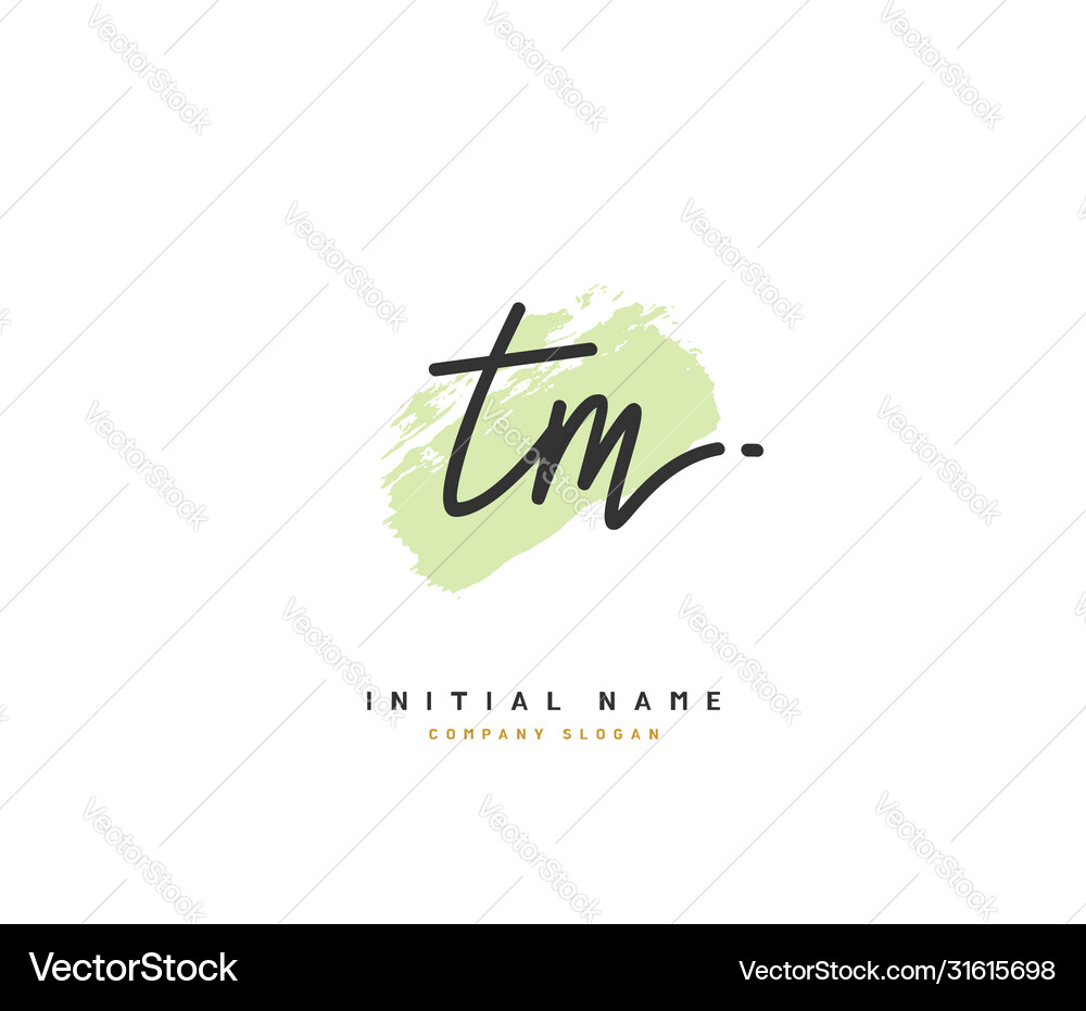 T m tm beauty initial logo handwriting Royalty Free Vector