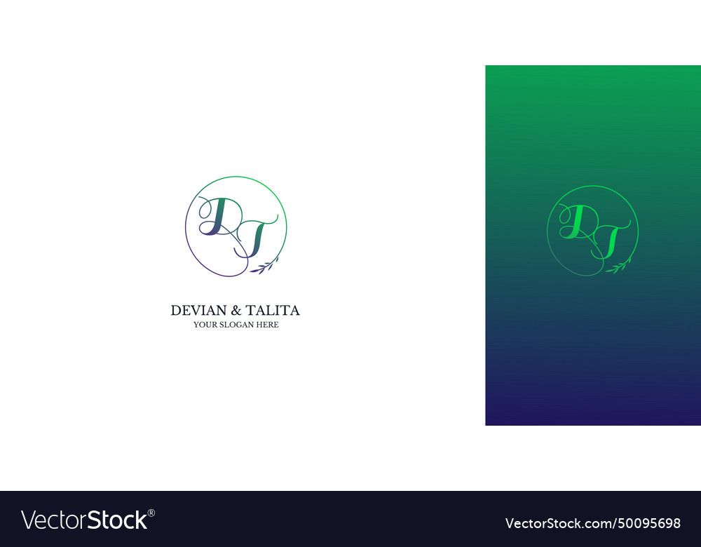 Wedding logo initial dt logo design Royalty Free Vector