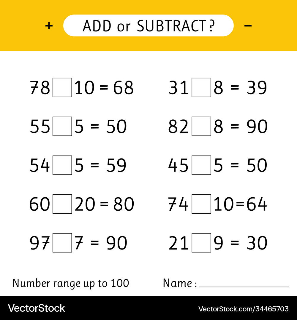 Math Addition And Subtraction Worksheet Printable Kindergarten Math